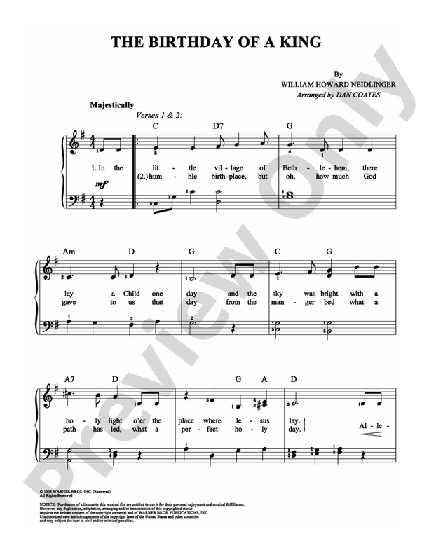 The Birthday of a King: Easy Piano: W. H. Neidlinger - Digital Sheet ...