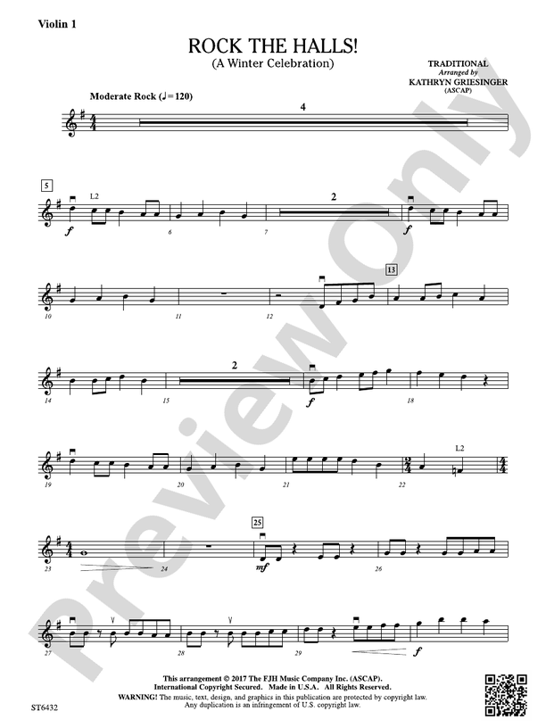 Rock The Halls!: Violin 1: Violin 1 Part - Digital Sheet Music Download