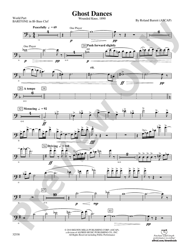 Ghost Dances: (wp) B-flat Baritone B.C.: (wp) B-flat Baritone B.C. World Part - Digital Sheet ...