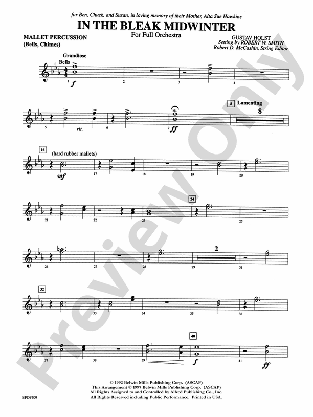 In the Bleak Midwinter: Mallets: Mallets Part - Digital Sheet Music ...