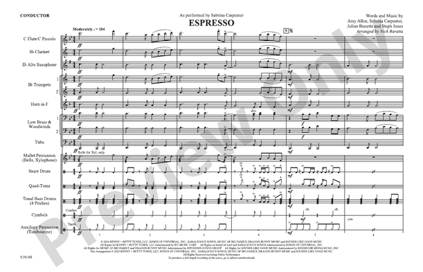 Espresso: Score: Marching Band Score - Digital Sheet Music Download