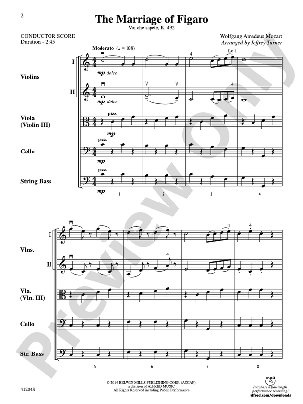 The Marriage of Figaro: Score: String Orchestra Score - Digital Sheet ...