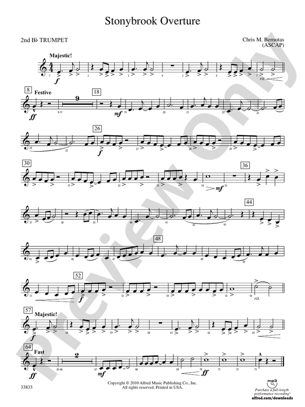 Stonybrook Overture: 2nd B-flat Trumpet: 2nd B-flat Trumpet Part - Digital Sheet Music Download
