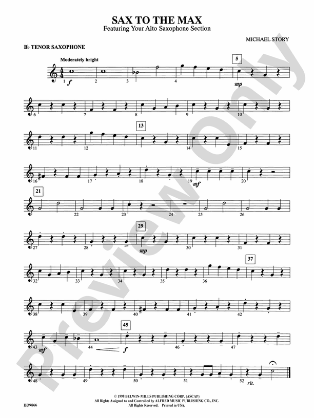 Sax to the Max (featuring your Alto Saxophone Section): B-flat Tenor Saxophone: B-flat Tenor ...