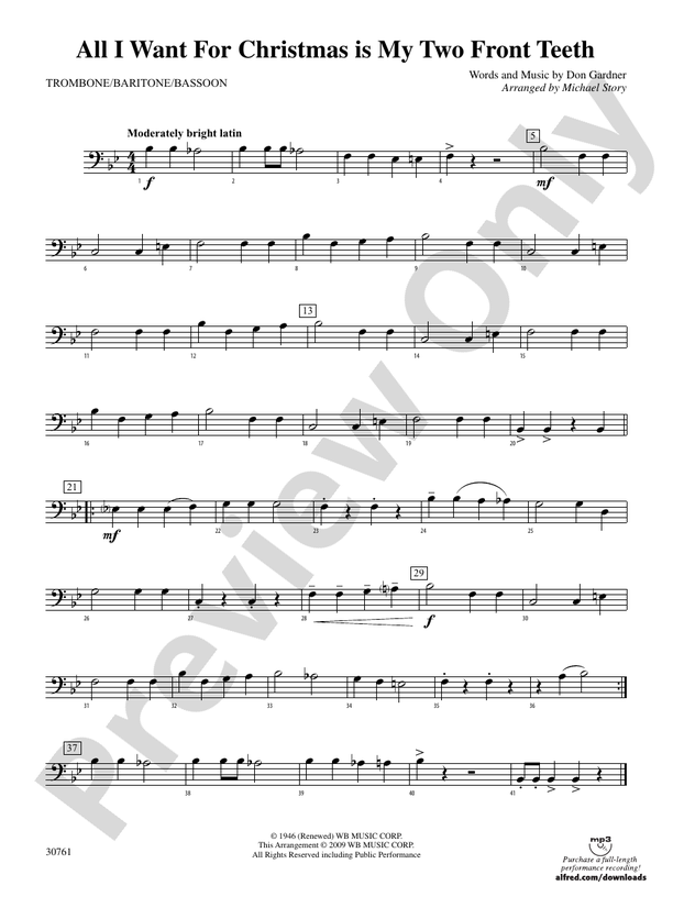 All I Want for Christmas Is My Two Front Teeth: 1st Trombone: 1st ...