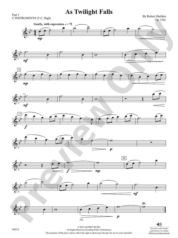 As Twilight Falls: Part 1 - C Instruments (T.C. High): Part 1 - C ...
