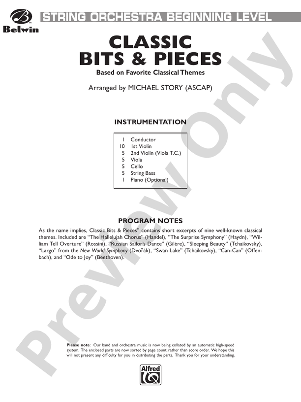 Classic Bits & Pieces: Score: String Orchestra Score - Digital Sheet Music Download