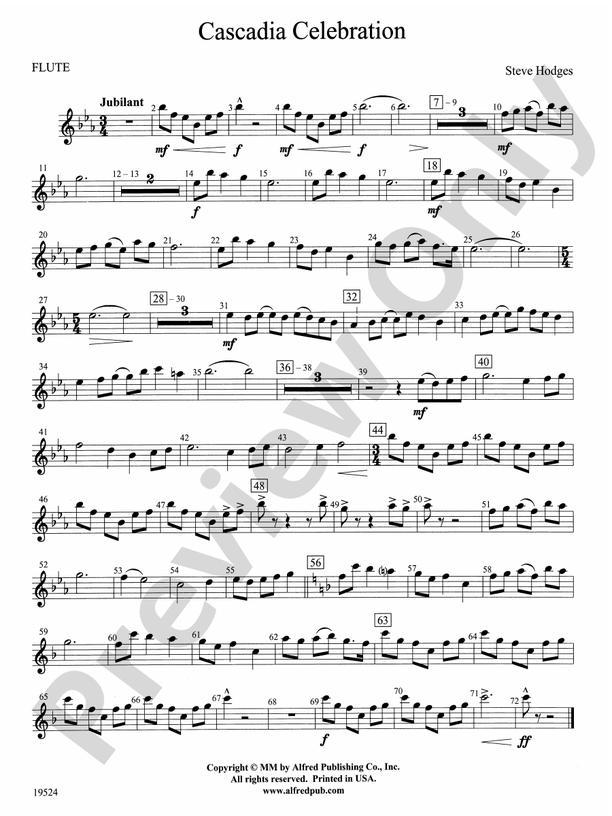 Cascadia Celebration: Flute: Flute Part - Digital Sheet Music Download