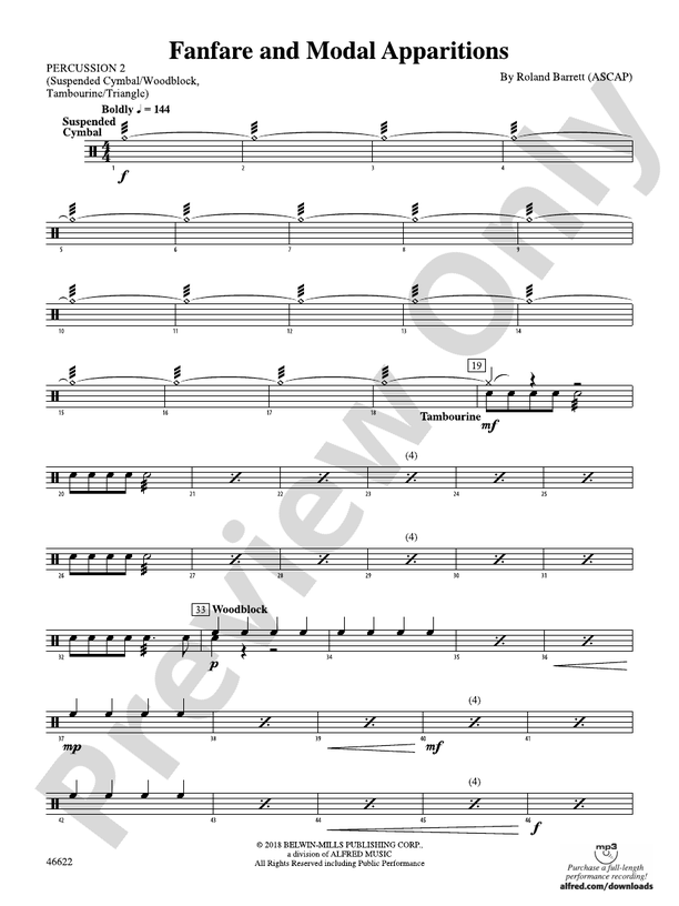 Fanfare and Modal Apparitions: 2nd Percussion: 2nd Percussion Part - Digital Sheet Music Download