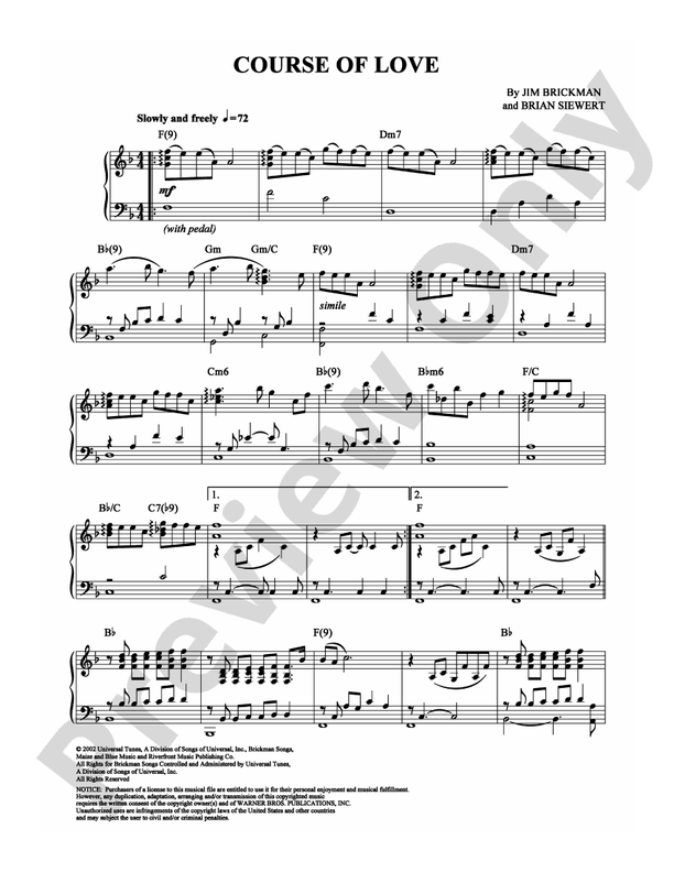 Course of Love: Piano: Jim Brickman - Digital Sheet Music Download