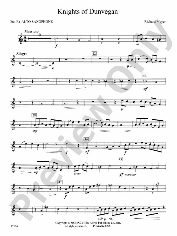 Knights of Dunvegan: 2nd E-flat Alto Saxophone: 2nd E-flat Alto ...