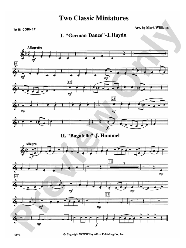 Two Classic Miniatures: 1st B-flat Cornet: 1st B-flat Cornet Part - Digital Sheet Music Download