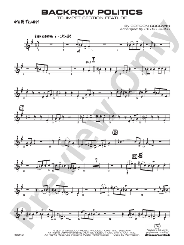 Backrow Politics: 4th B-flat Trumpet: 4th B-flat Trumpet Part - Digital Sheet Music Download