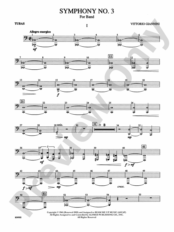 Symphony No. 3 for Band: Tuba: Tuba Part - Digital Sheet Music Download