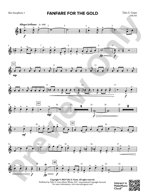 Fanfare For The Gold 1st E Flat Alto Saxophone 1st E Flat Alto