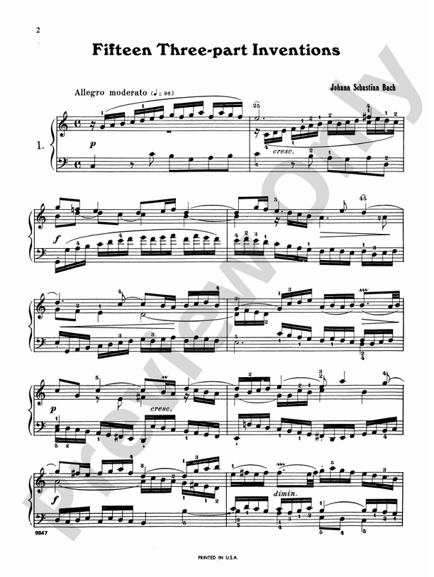 Bach: Fifteen Three-Part Inventions (Ed. Carl Czerny): 1. Three-Part ...