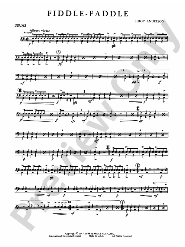 Fiddle-Faddle: Drums: Drums Part - Digital Sheet Music Download