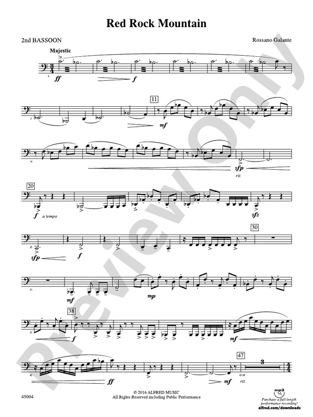 Red Rock Mountain: 2nd Bassoon: 2nd Bassoon Part - Digital Sheet Music ...