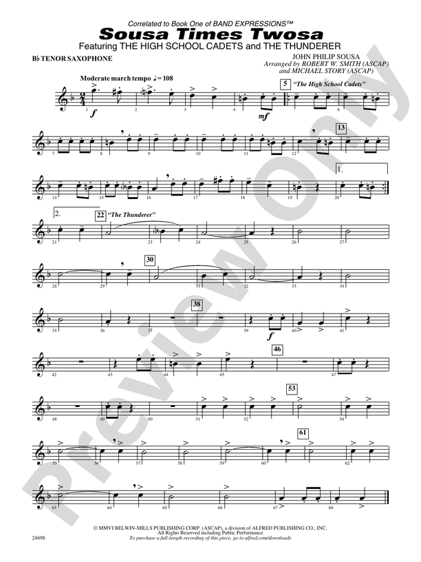 Sousa Times Twosa: B-flat Tenor Saxophone: B-flat Tenor Saxophone Part ...