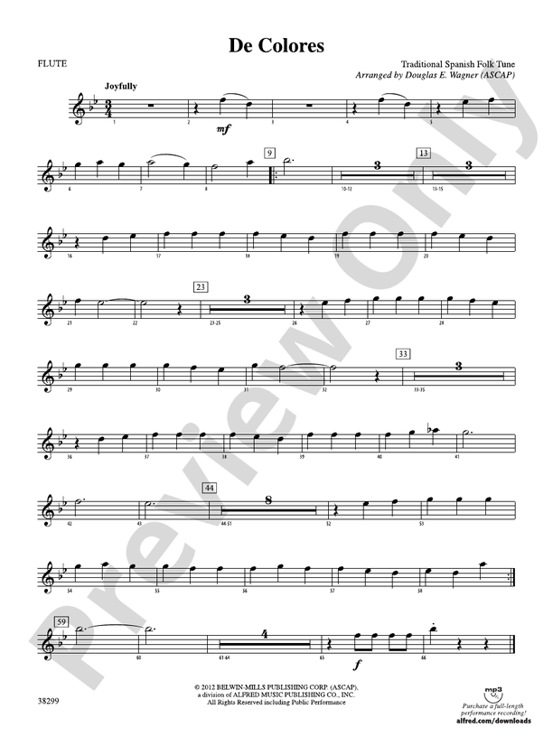 De Colores: Flute: Flute Part - Digital Sheet Music Download