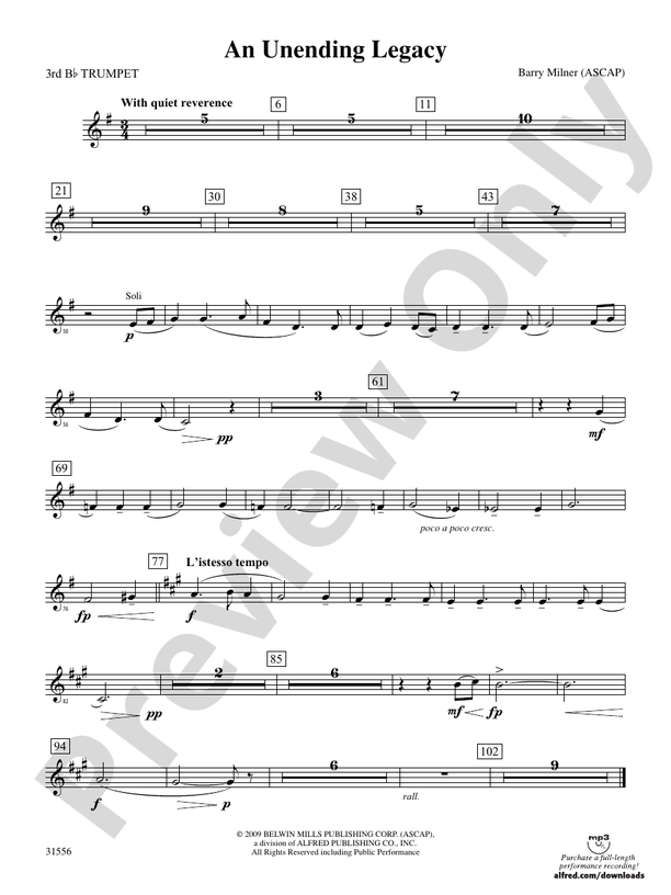 An Unending Legacy: 3rd B-flat Trumpet: 3rd B-flat Trumpet Part ...