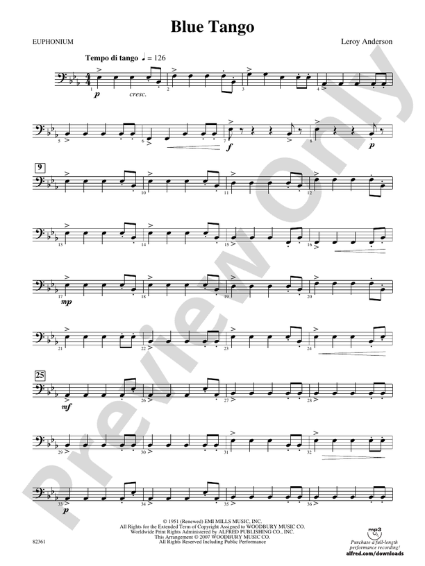 Blue Tango: Baritone B.C.: Baritone B.C. Part - Digital Sheet Music ...