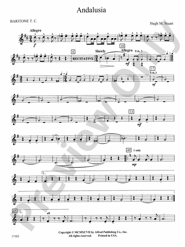 Andalusia: Baritone T.C.: Baritone T.C. Part - Digital Sheet Music Download
