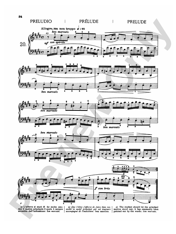 Bach: Twenty Three Easy Pieces (Ed. Mugellini): 20. Prelude in E Major ...