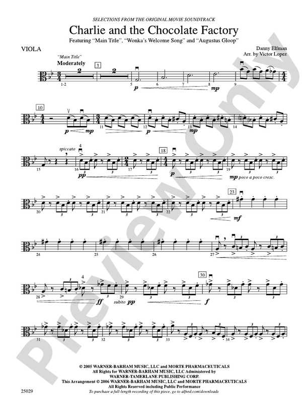 Charlie and the Chocolate Factory, Selections from: Viola: Viola Part ...