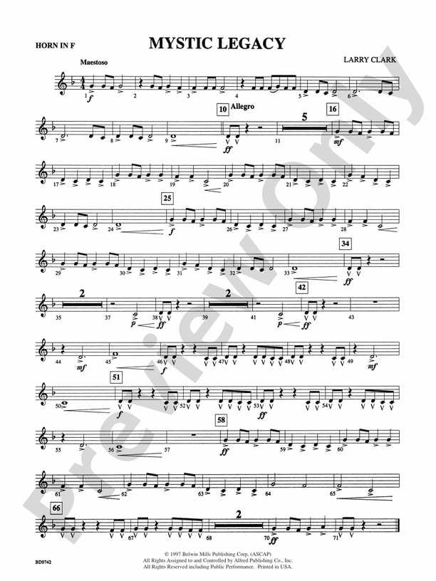 Mystic Legacy: 1st F Horn: 1st F Horn Part - Digital Sheet Music Download