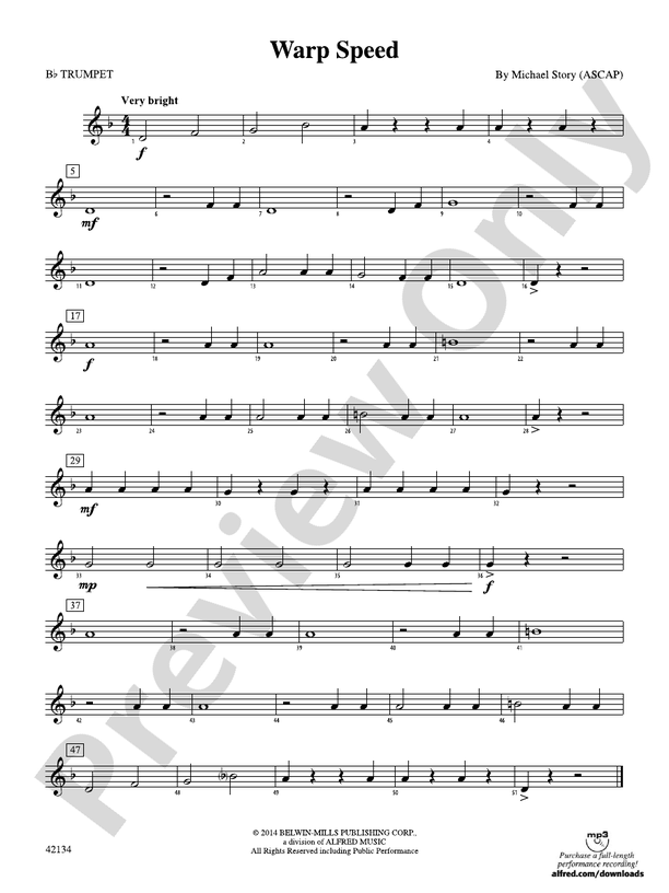 Warp Speed: 1st B-flat Trumpet: 1st B-flat Trumpet Part - Digital Sheet ...
