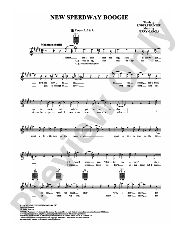 New Speedway Boogie: Easy Guitar: Grateful Dead - Digital Sheet Music ...