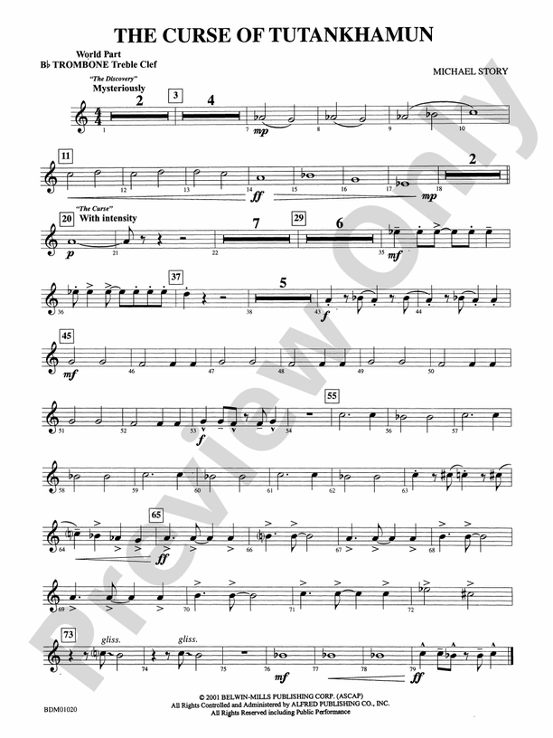 The Curse of Tutankhamun: (wp) 1st B-flat Trombone T.C.: (wp) 1st B ...