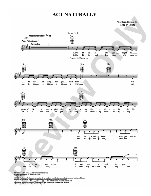 Act Naturally: Guitar TAB: Semisonic - Digital Sheet Music Download