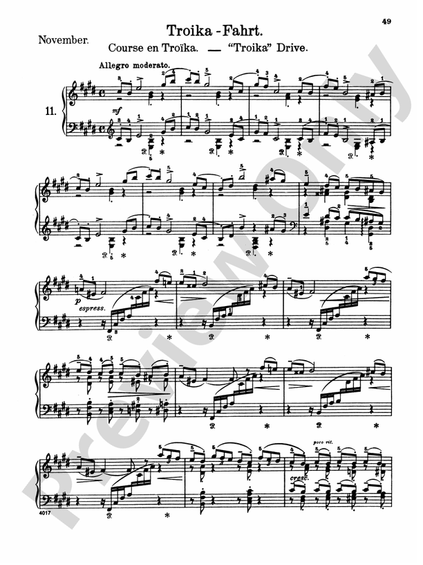 Tchaikovsky: The Seasons, Op. 37A: November-- "Troika" Drive Part - Digital Sheet Music Download