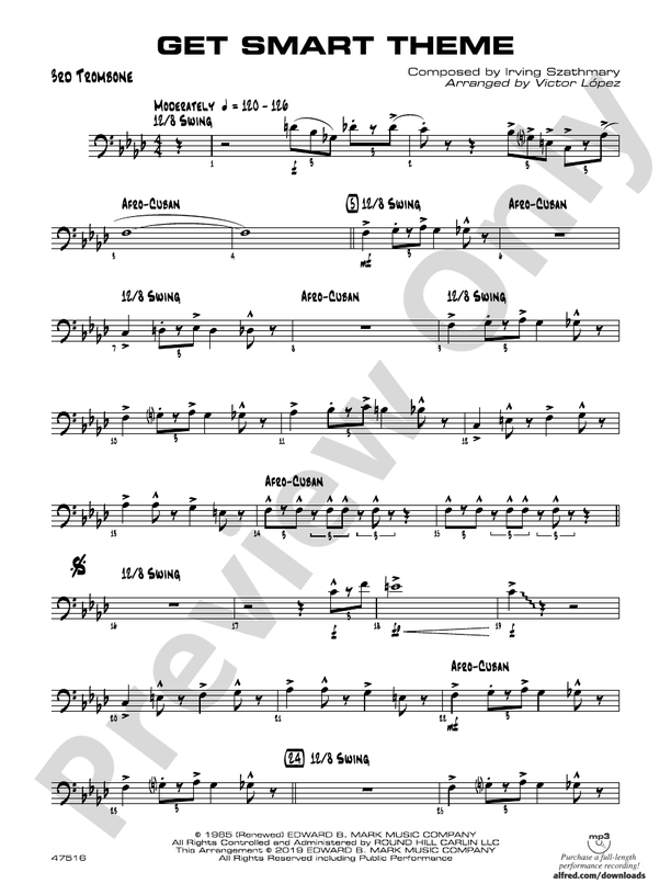 Get Smart Theme: 3rd Trombone: 3rd Trombone Part - Digital Sheet Music ...
