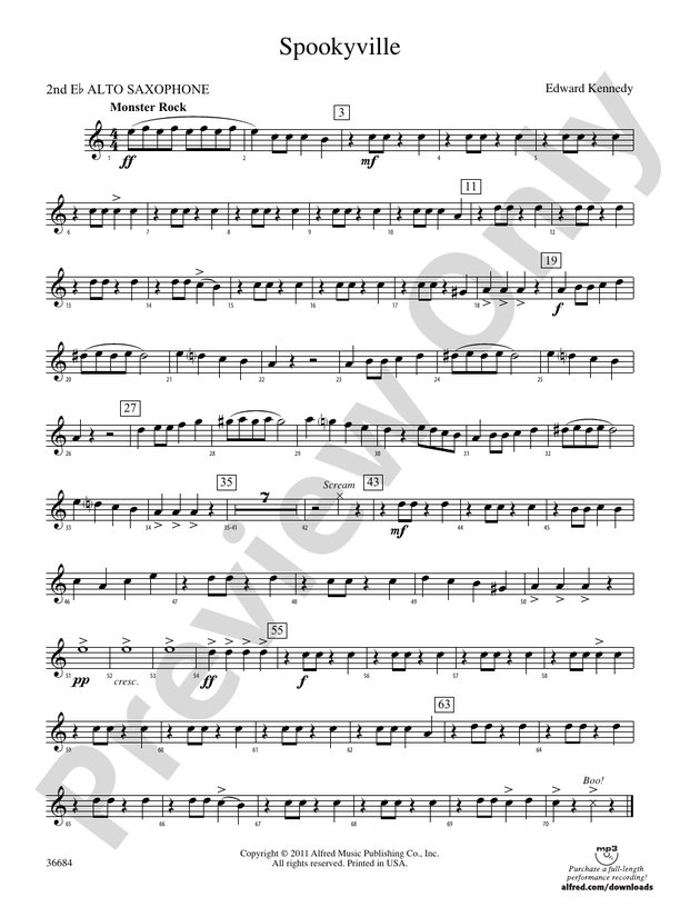 Spookyville: 2nd E-flat Alto Saxophone: 2nd E-flat Alto Saxophone Part - Digital Sheet Music ...