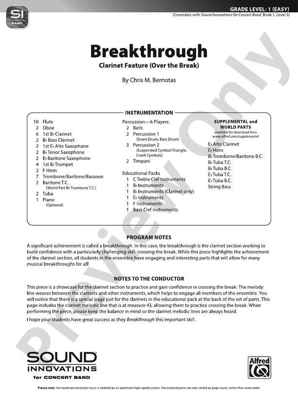 Breakthrough: Concert Band Conductor Score & Parts: Chris M. Bernotas ...