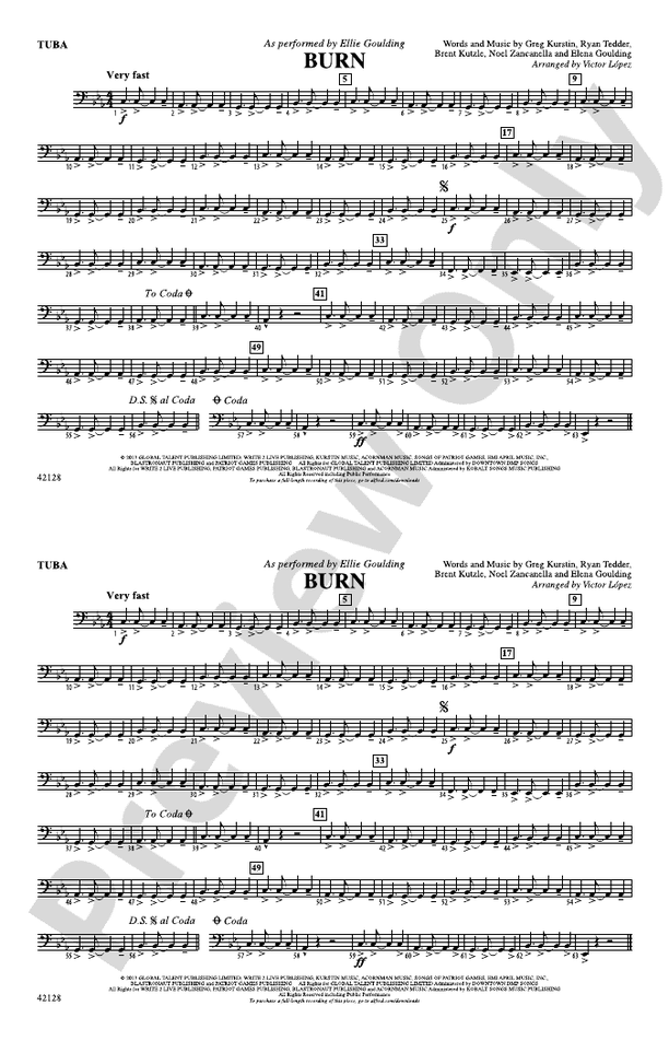Burn: Tuba: Tuba Part - Digital Sheet Music Download