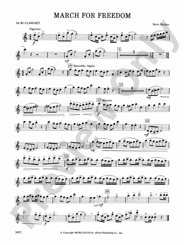 March for Freedom: 1st B-flat Clarinet: 1st B-flat Clarinet Part - Digital Sheet Music Download