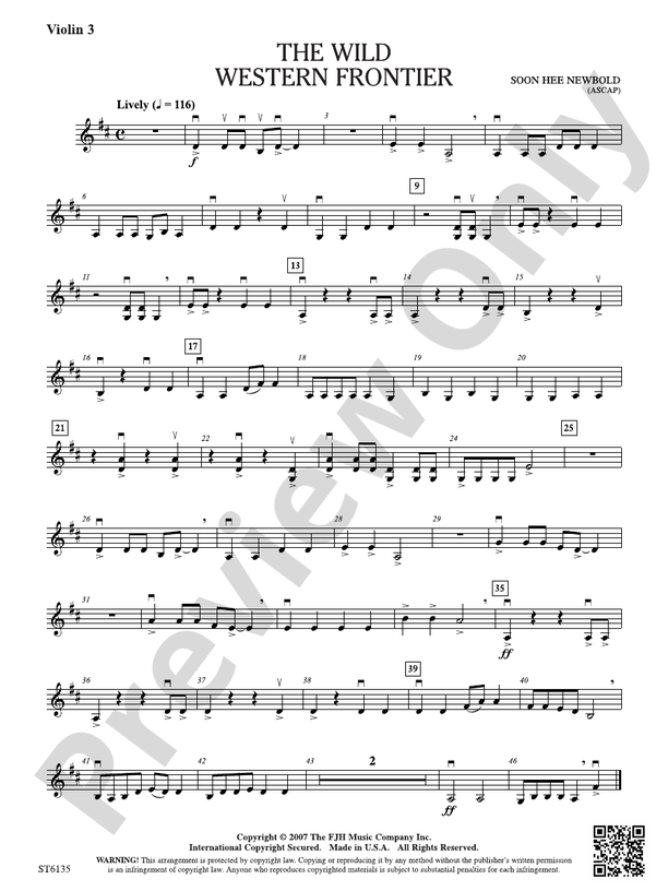 The Wild Western Frontier: Violin 3 (Viola T.C.): Violin 3 (Viola T.C ...