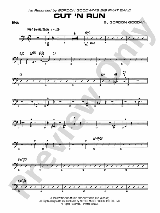 Cut 'n Run: String Bass: String Bass Part - Digital Sheet Music Download