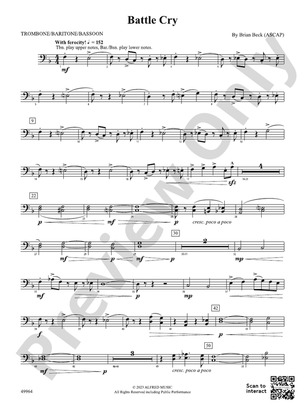 Battle Cry: 1st Trombone: 1st Trombone Part - Digital Sheet Music Download