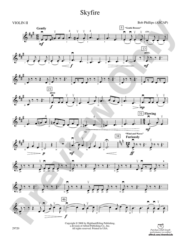 Skyfire: 2nd Violin: 2nd Violin Part - Digital Sheet Music Download