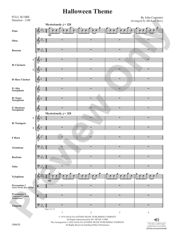 Halloween Theme: Score: Concert Band Score - Digital Sheet Music Download