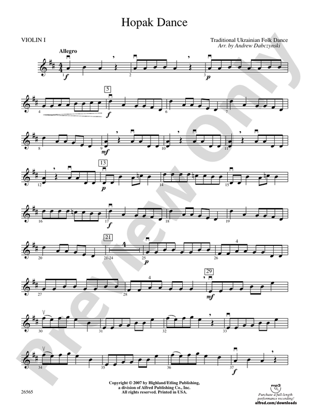 Hopak Dance: 1st Violin: 1st Violin Part - Digital Sheet Music Download