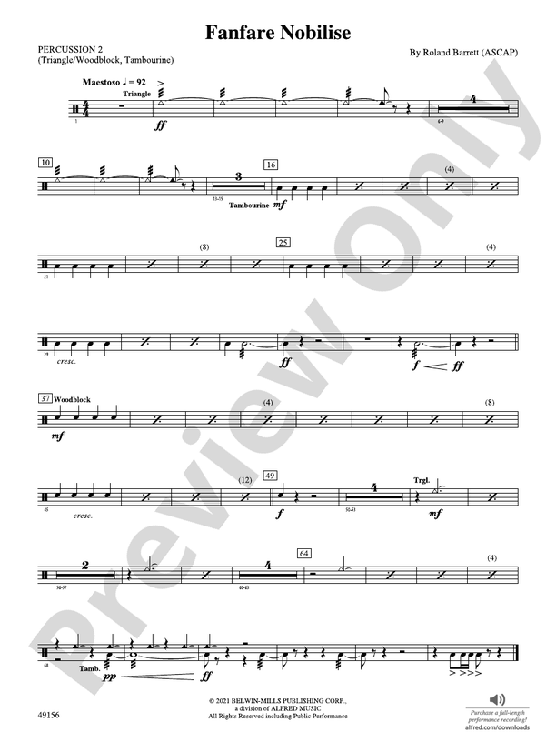 Fanfare Nobilise: 2nd Percussion: 2nd Percussion Part - Digital Sheet Music Download