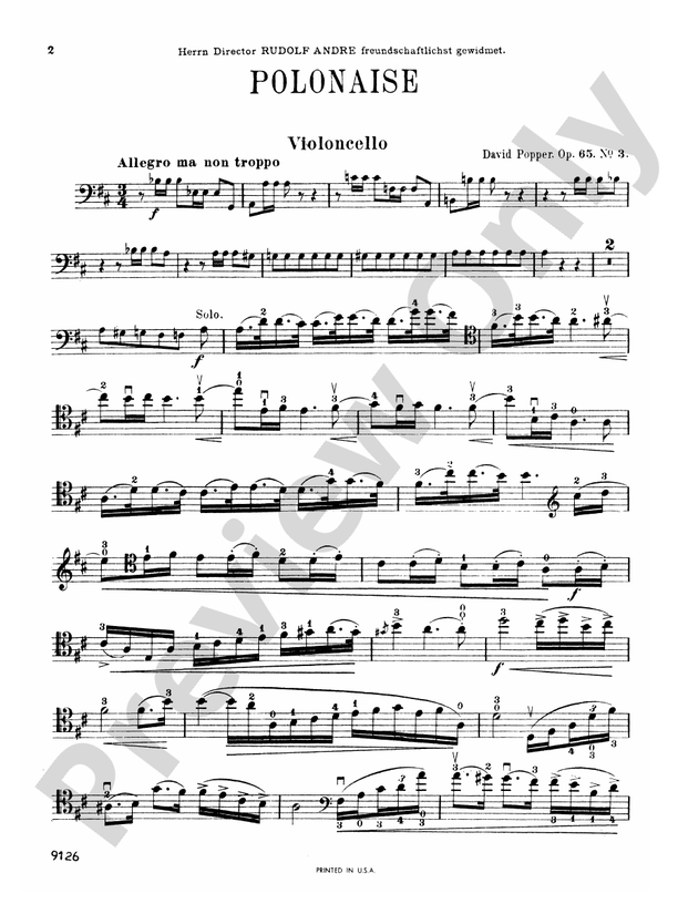 Popper: Polonaise, Op. 65, No. 3: Polonaise, Op. 65, No. 3 (Cello) Part ...