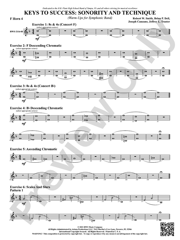 Keys to Success: Sonority and Technique - Warm-Ups for Symphonic Band ...