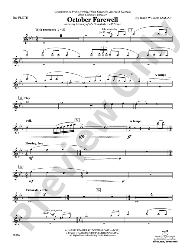 October Farewell: 2nd Flute: 2nd Flute Part - Digital Sheet Music Download